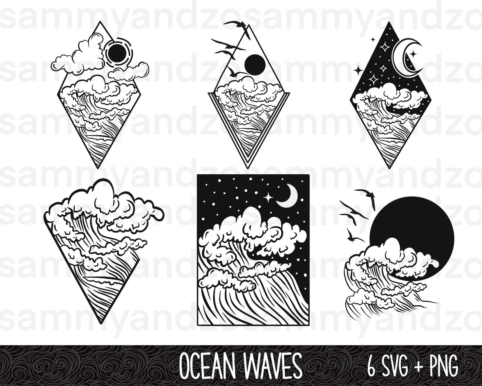 Ocean Waves Svg Bundle Ocean Svg Waves Svg Seascape Svg - Etsy