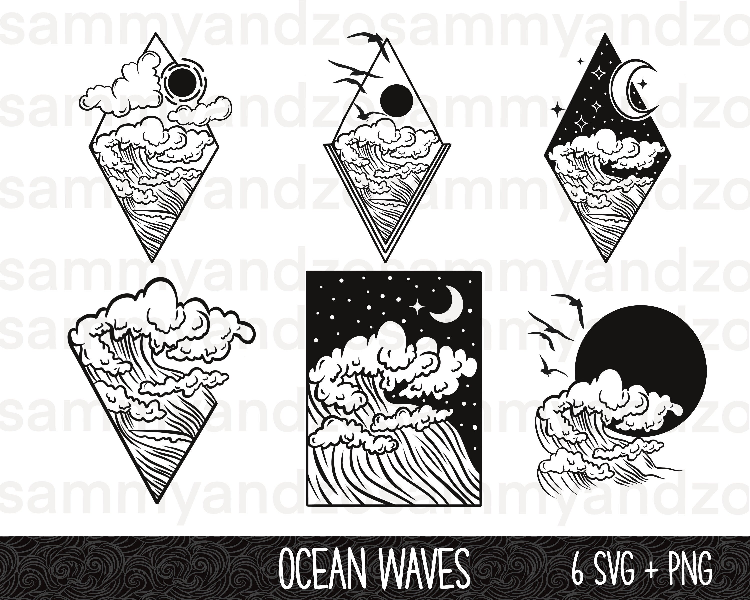 Ocean Waves Svg Bundle Ocean Svg Waves Svg Seascape Svg - Etsy