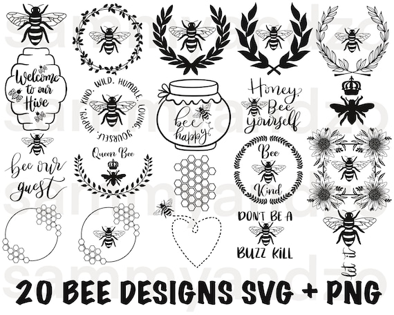 20 Bee Design Svg Bundle Bee Svg Bee Kind Svg Honey Bee - Etsy