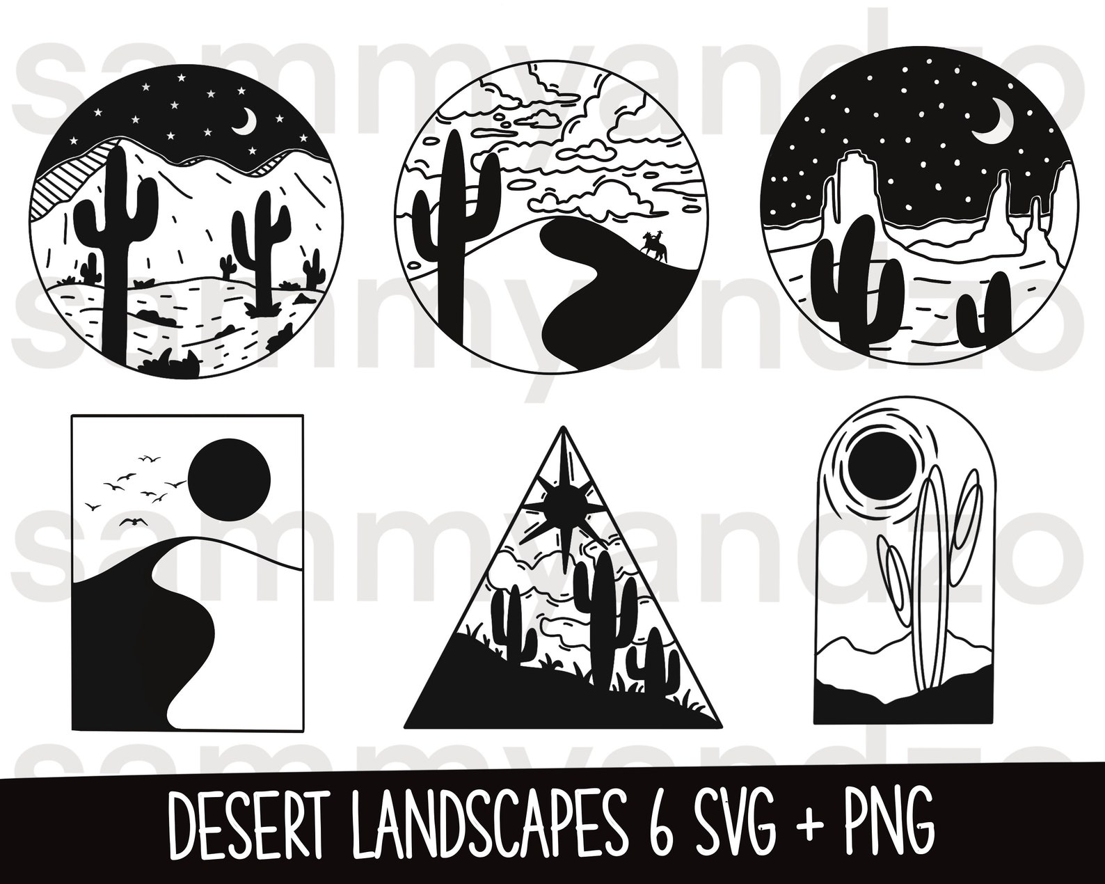 Desert Landscape Svg Bundle Mountain Svg Landscape Svg - Etsy