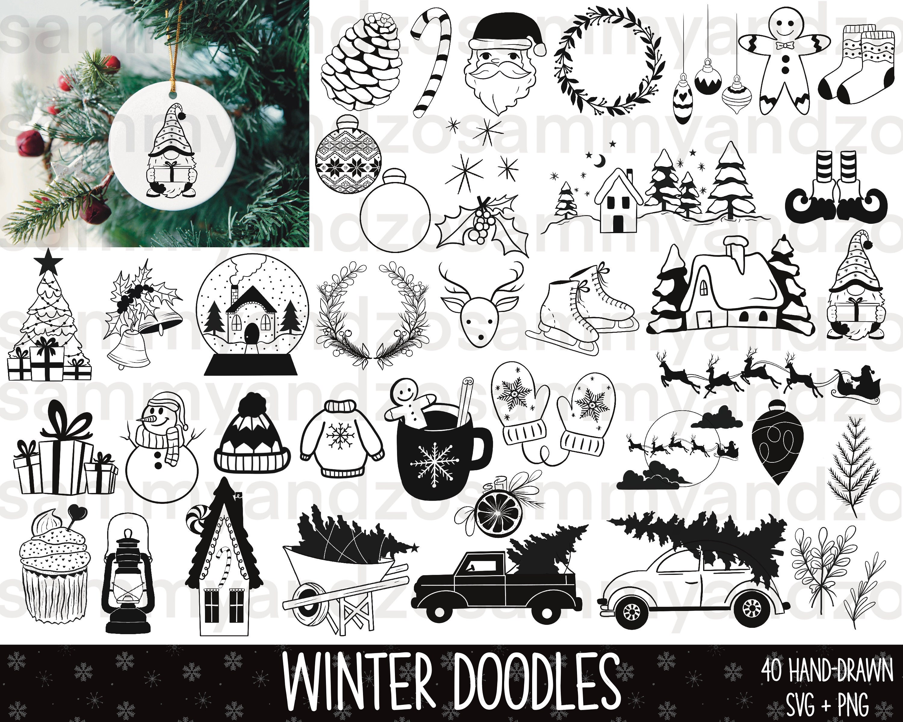 Winter Designs Svg Winter Doodles Svg Christmas Svg Xmas - Etsy