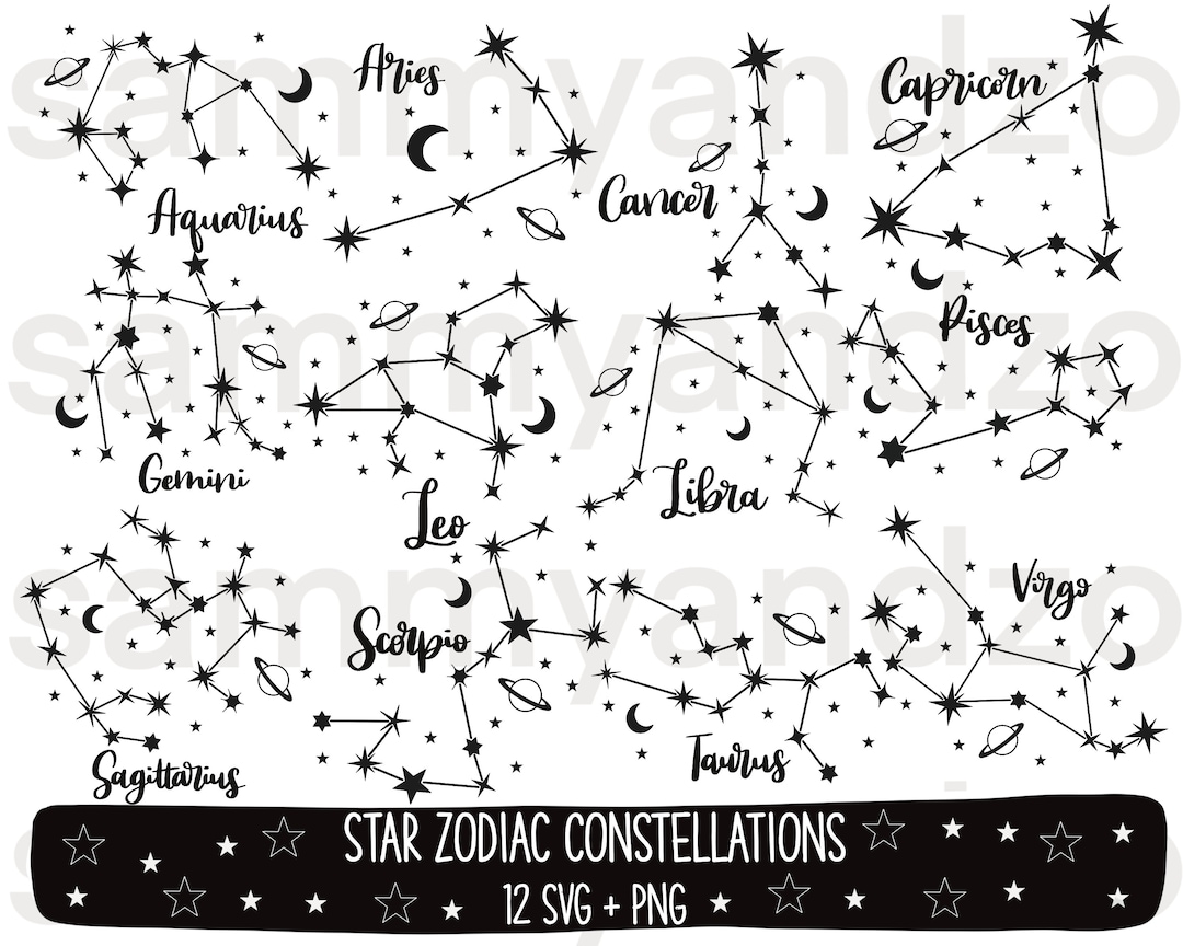 Star Zodiac Constellation Svg Png| Zodiac Svg| Horoscope Svg| Cricut ...