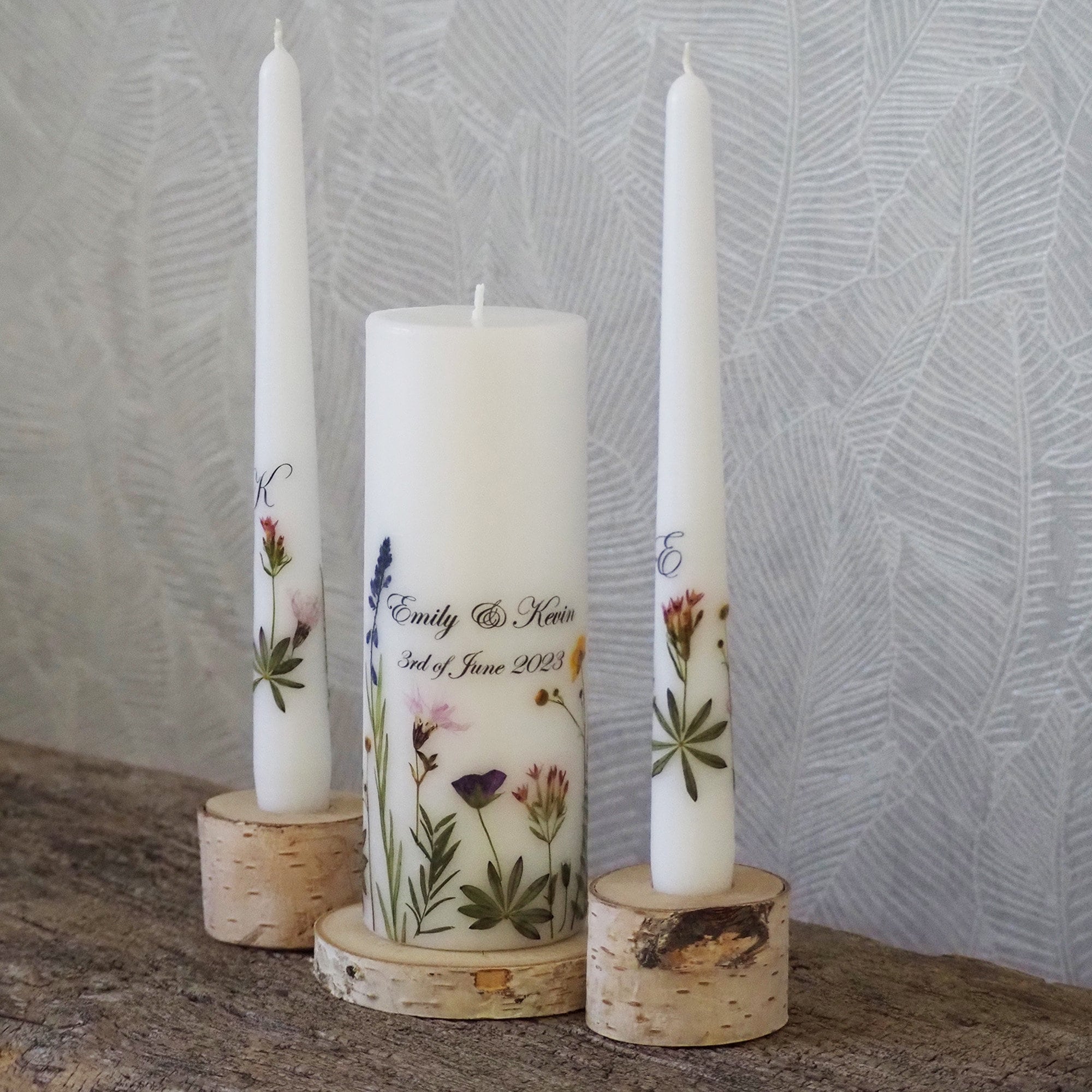 Personalized Wedding Ceremony Candles With Natural Wild Meadows Flowers ...