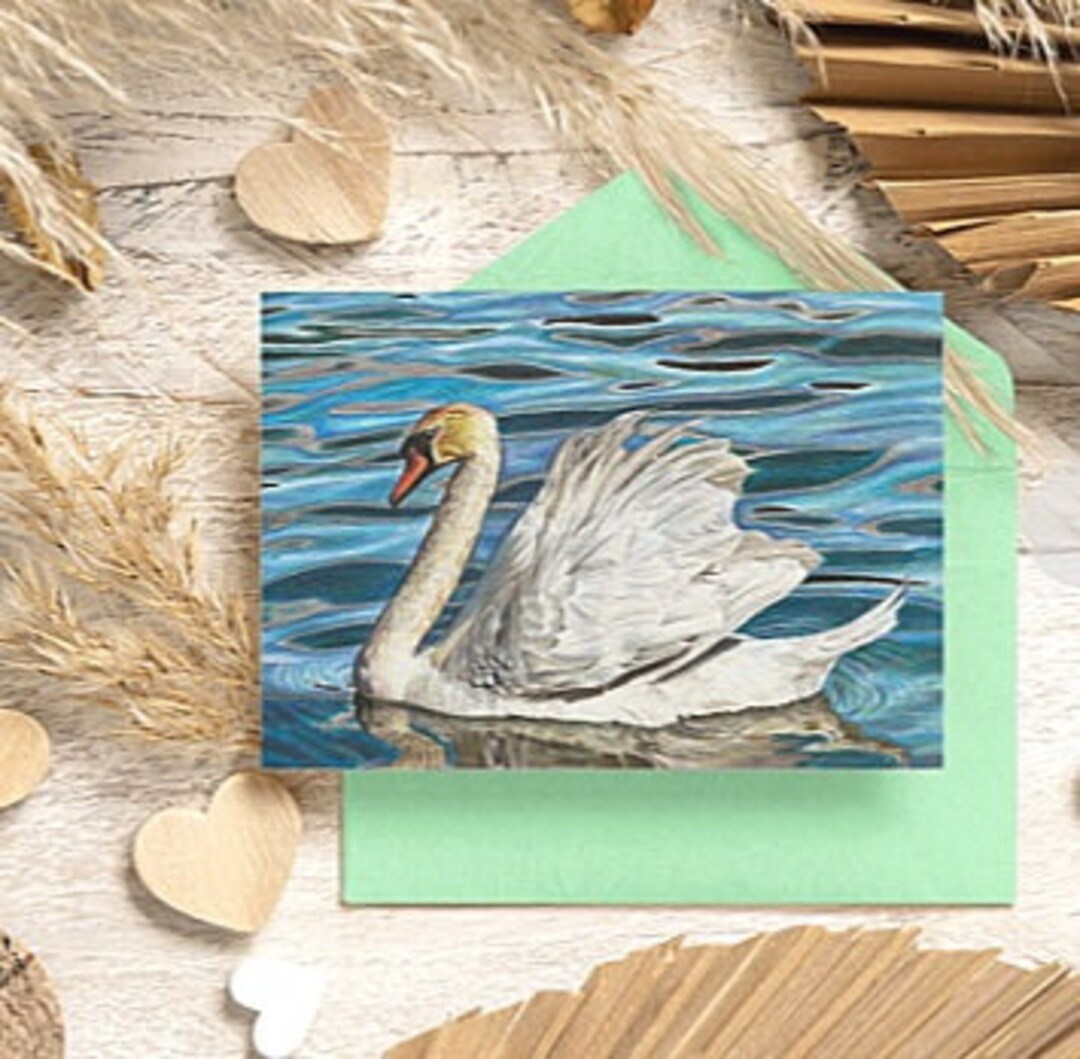 Swan Birthday Card Fathers Day Anniversary Thank You Card Template ...