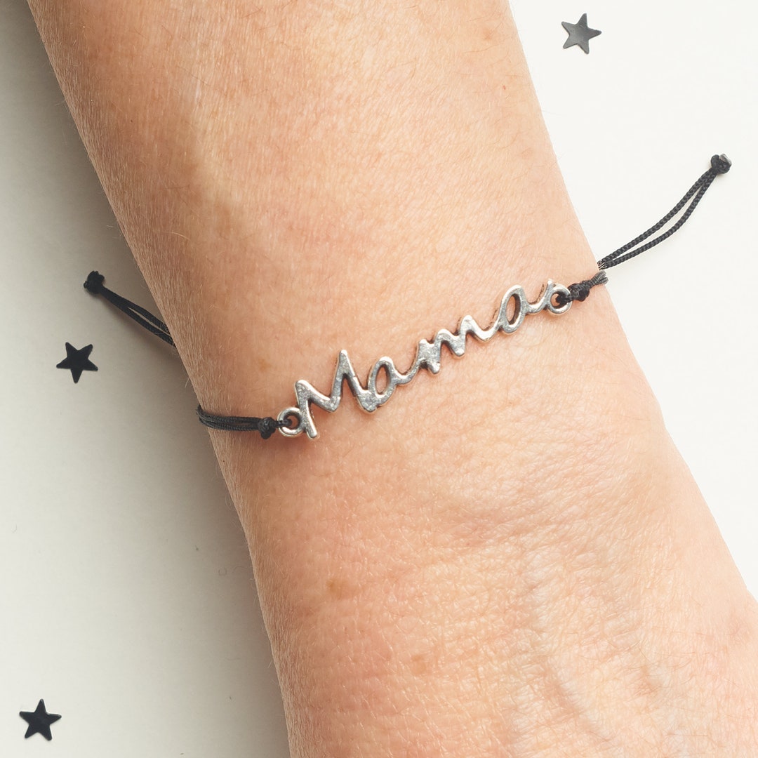 Mom Word Cord Bracelet in Silver, Mother's Day Gift, Mom Word ...