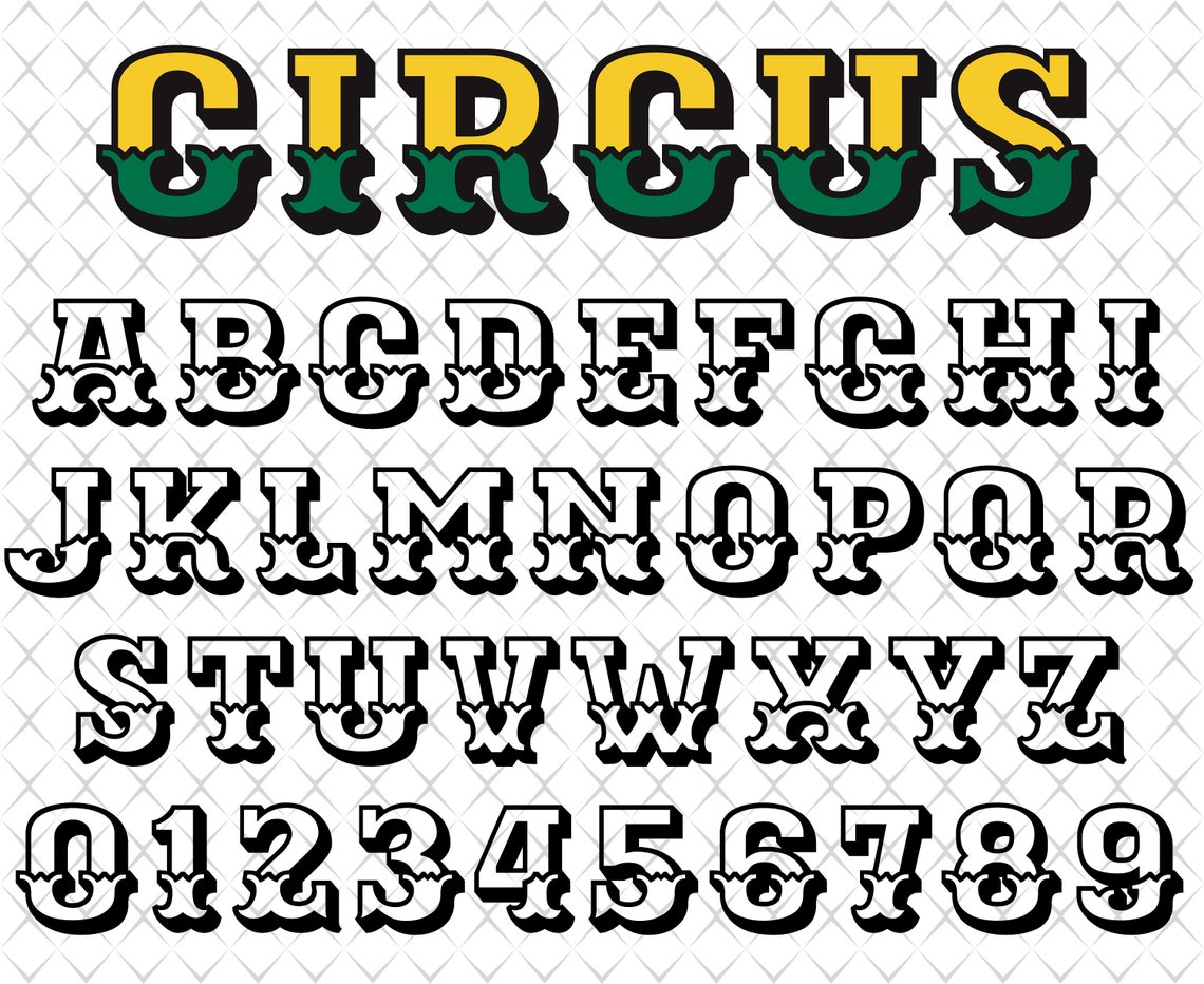 Circus font svg Circus cut file Circus alphabet Funfair font | Etsy