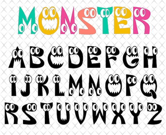 Monster alphabet Monster ag SVG font Cartoon font svg files for Cricut ...