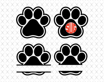 Dog Paw Split Svg | Etsy