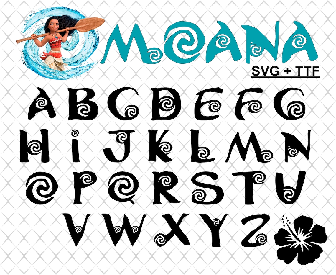 Moana font svg Moana Cricut Disney Moana font svg Princess | Etsy