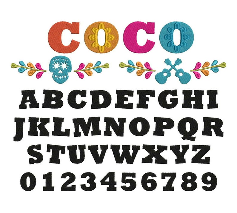 Coco embroidery designs Disney embroidery font pes Coco | Etsy