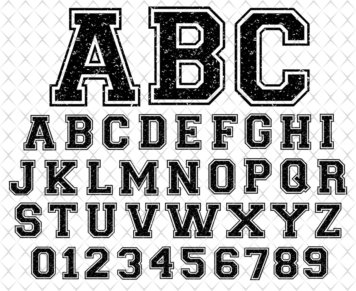 Varsity distressed font svg College distressed font svg Sport | Etsy