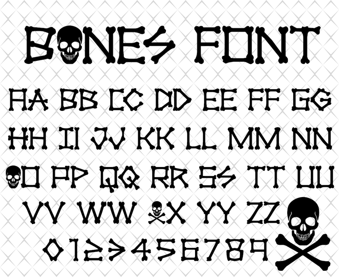 Bones Font Svg Halloween Font Svg Bones Alphabet Svg Skeleton | Etsy