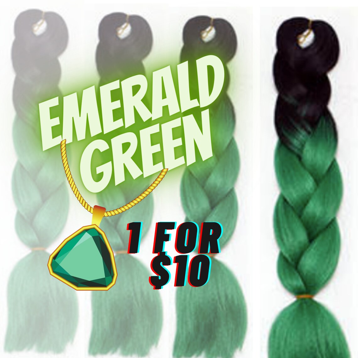 EMERALD GREEN OMBRE Braiding Hair - Etsy