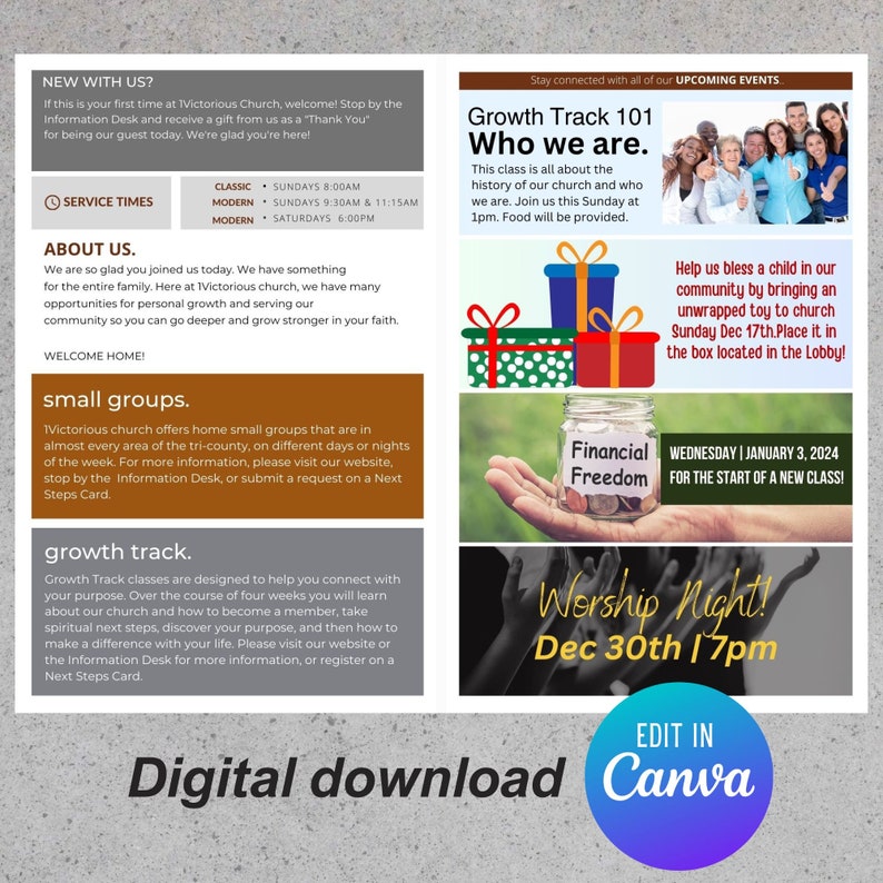 Editable Church Bulletin Template - Etsy