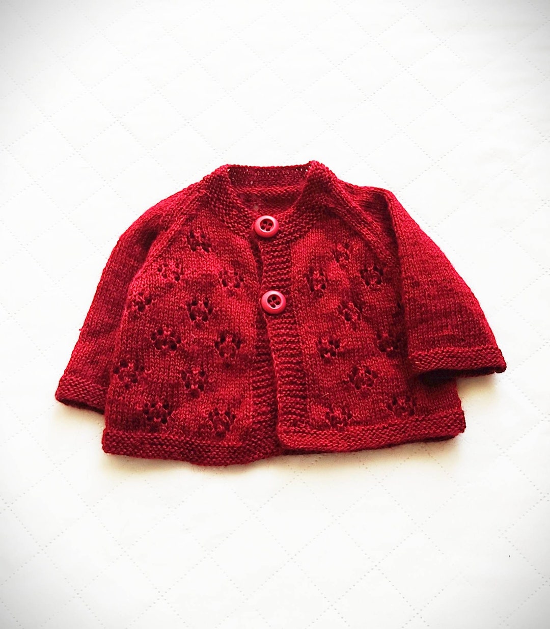 Knitting Pattern Raglan Baby Cardigan Bottom-up Newborn Size - Etsy