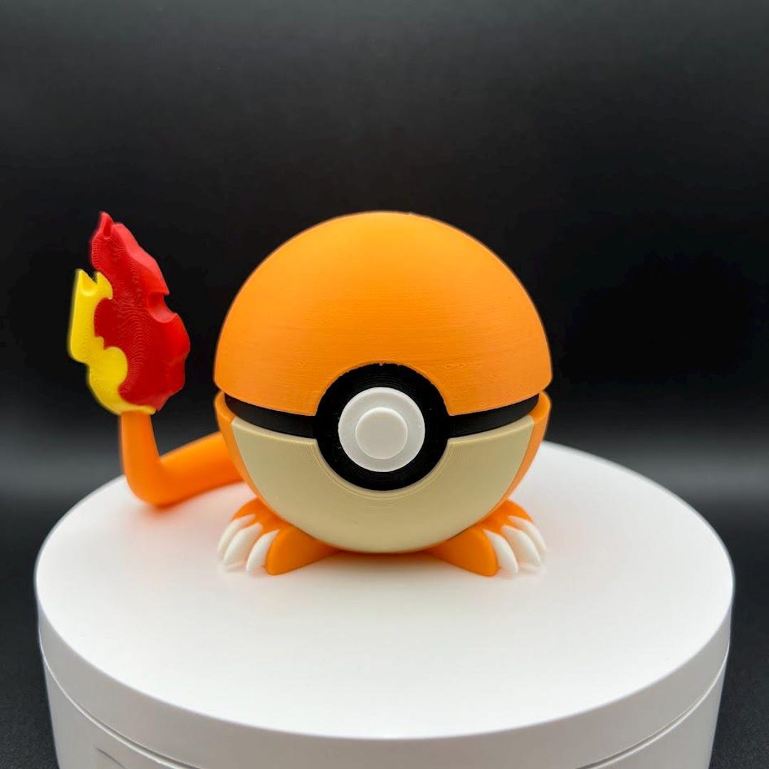 3D Printed Charmander Themed Pokeball Display Piece Cosplay Accessory ...