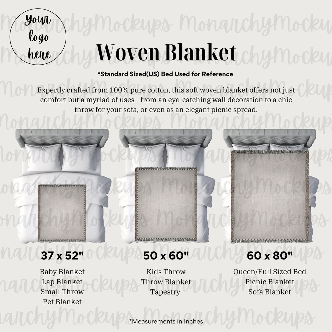 Woven Blanket Size Chart, Woven Blanket Mockup, Blanket Size Chart ...