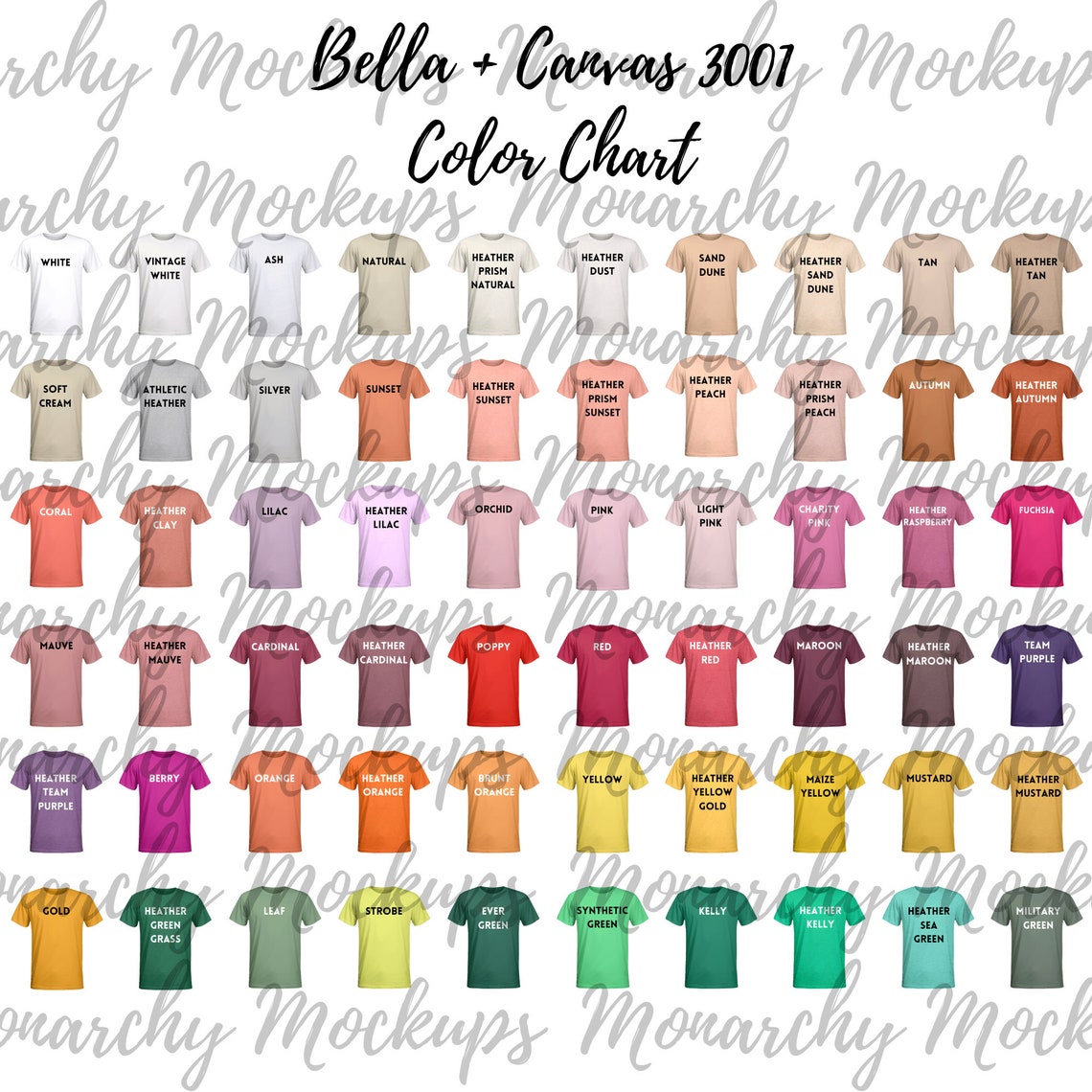 Canva Template Bella Canvas 3001 Editable Color Chart , Swiftpod, PNG ...