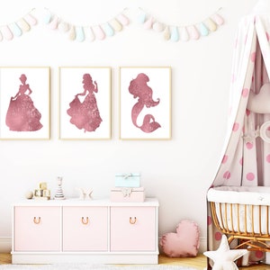 Pink Princess, Set of 8, Princess Wall Art, Princess Nursery, Princess ...