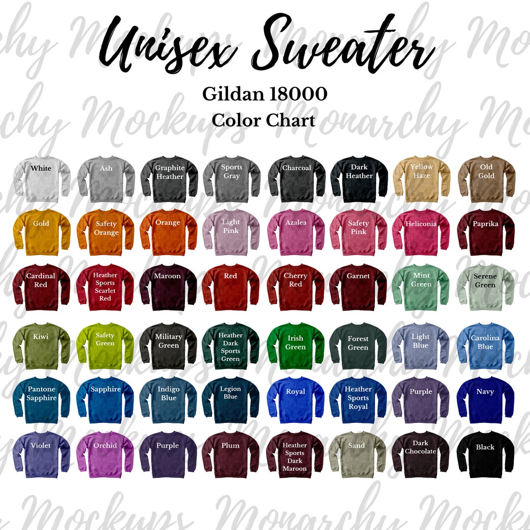 Gildan 18000 Color Chart Size Chart Mockup Bundle Unisex Sweatshirt ... Gildan 18000 Color Chart Size Chart Mockup Bundle Unisex Sweatshirt ...