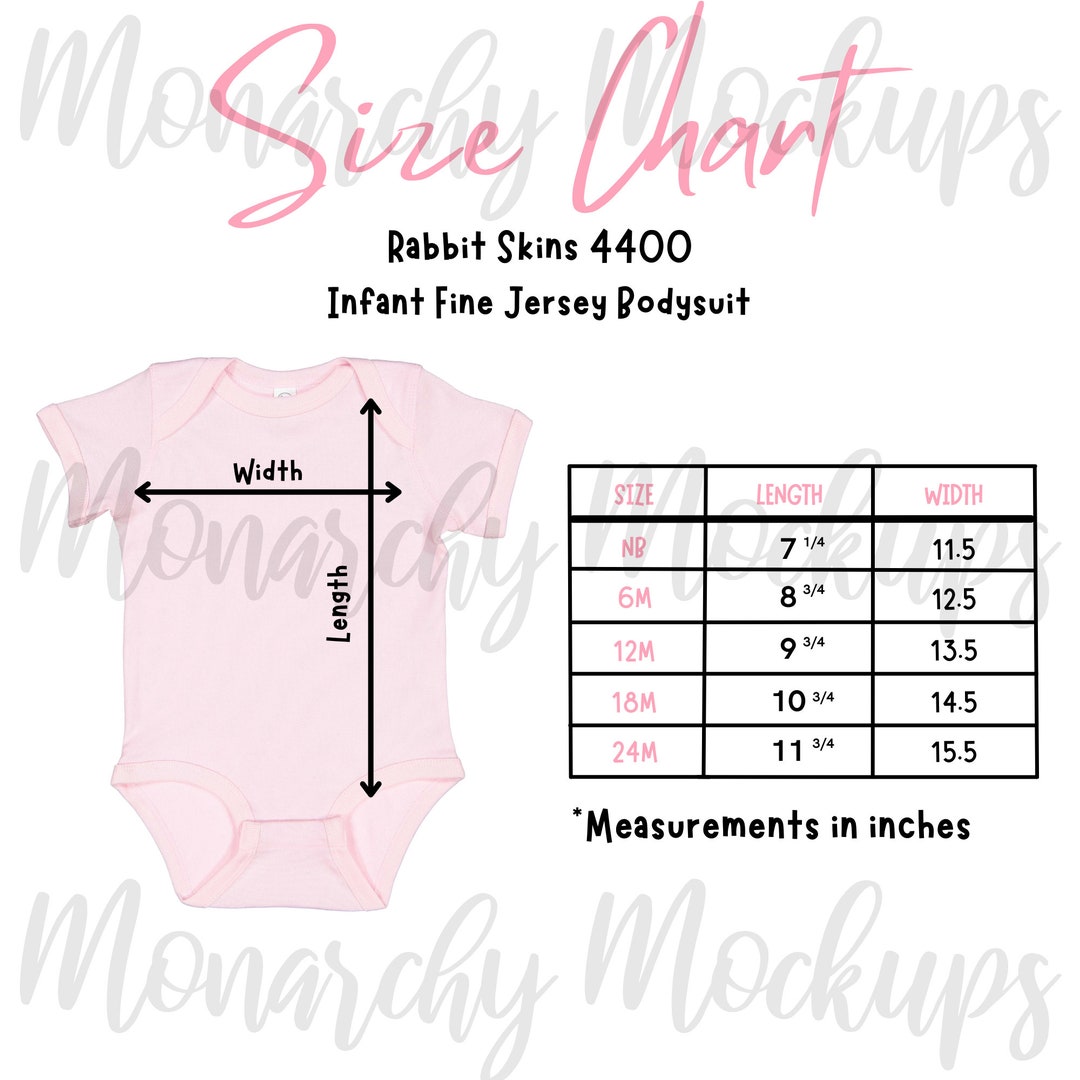 Infant Bodysuit Size Chart, Rabbit Skins Sizes, 4400 Size Chart, Rabbit ...