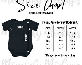 Infant Bodysuit Size Chart, Rabbit Skins Sizes, 4400 Size Chart, Rabbit ...