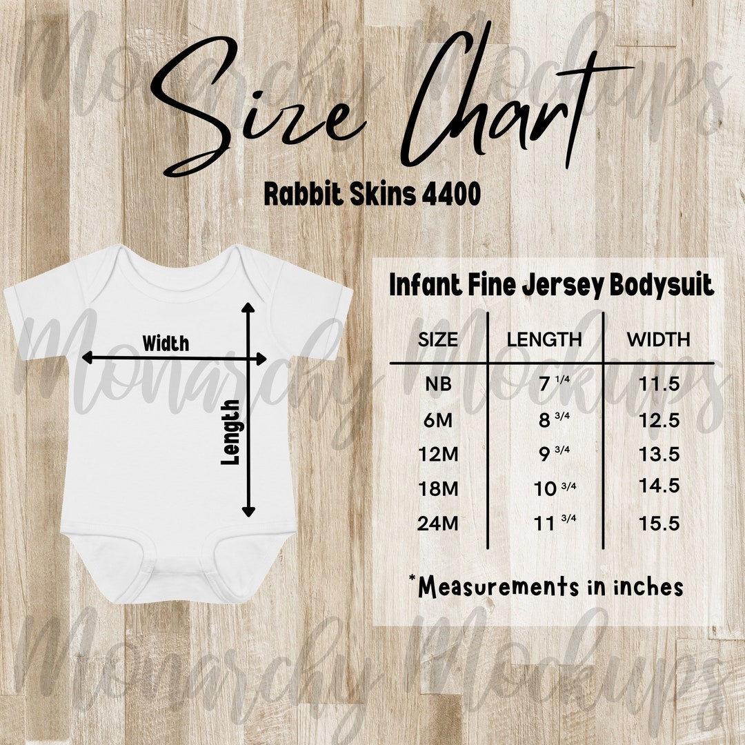 Infant Bodysuit Size Chart, Rabbit Skins Sizes, 4400 Size Chart, Rabbit ...