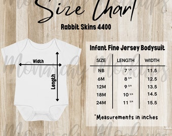 Infant Bodysuit Size Chart, Rabbit Skins Sizes, 4400 Size Chart, Rabbit ...