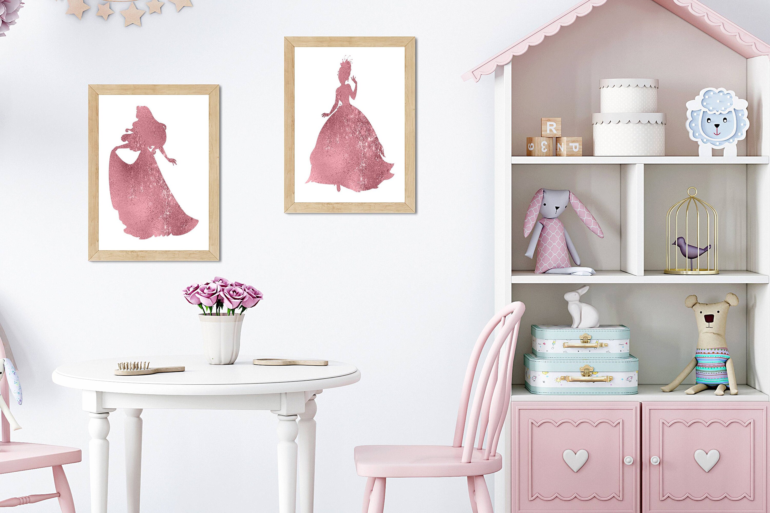 Pink Princess, Set of 8, Princess Wall Art, Princess Nursery, Princess ...
