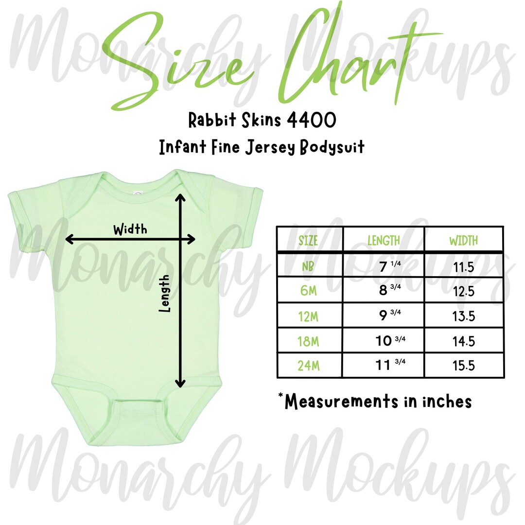 Infant Bodysuit Size Chart, Rabbit Skins Sizes, 4400 Size Chart,rabbit ...