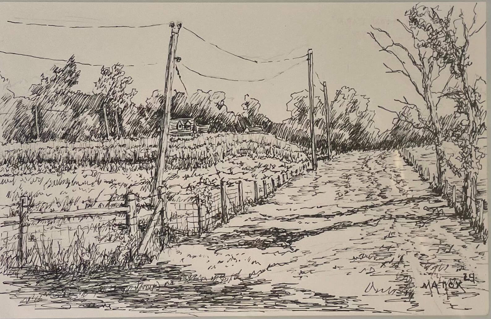 Harvest Moon Corn. Original Pen & Ink Drawing of a Rural Indiana ...