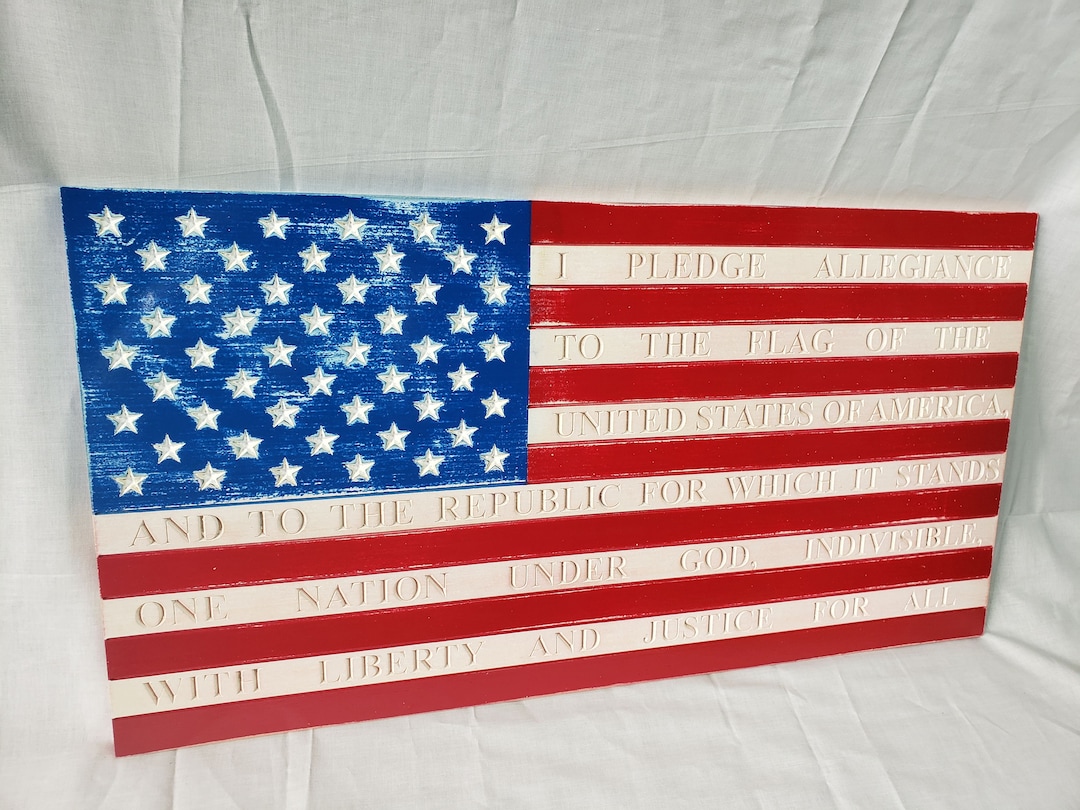 USA Flag With Pledge of Allegiance - Etsy