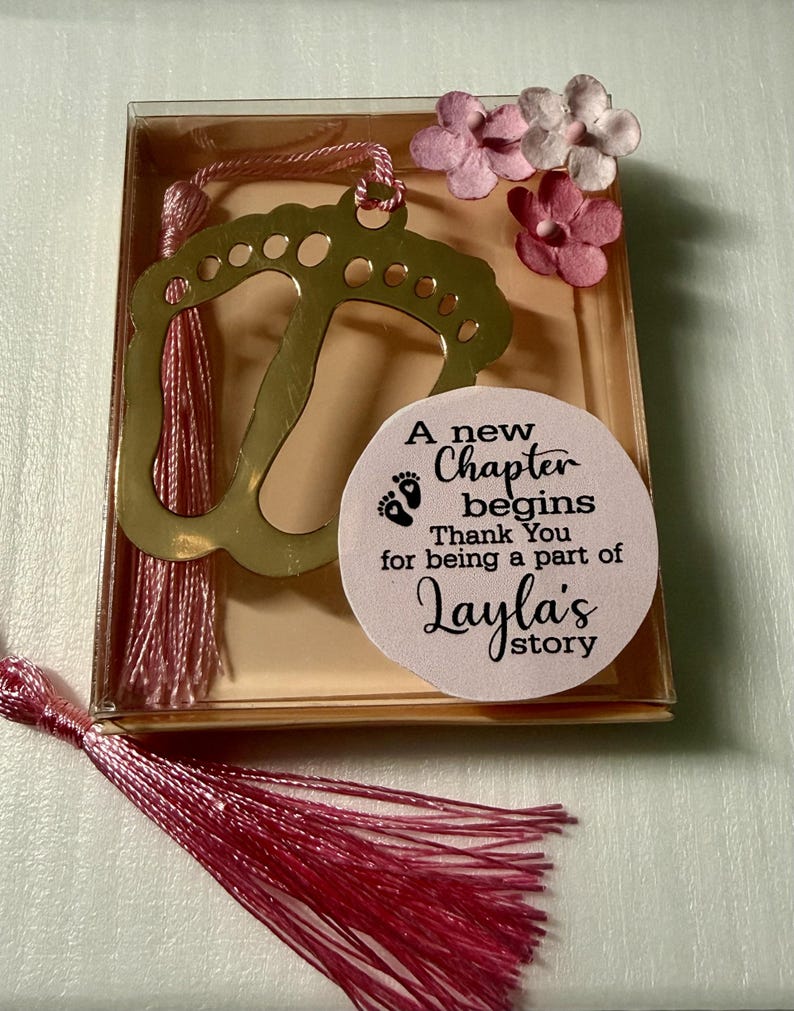 Gold Metal Baby Feet Bookmark; Girl Baby Shower Favors; Baby Sprinkle ...