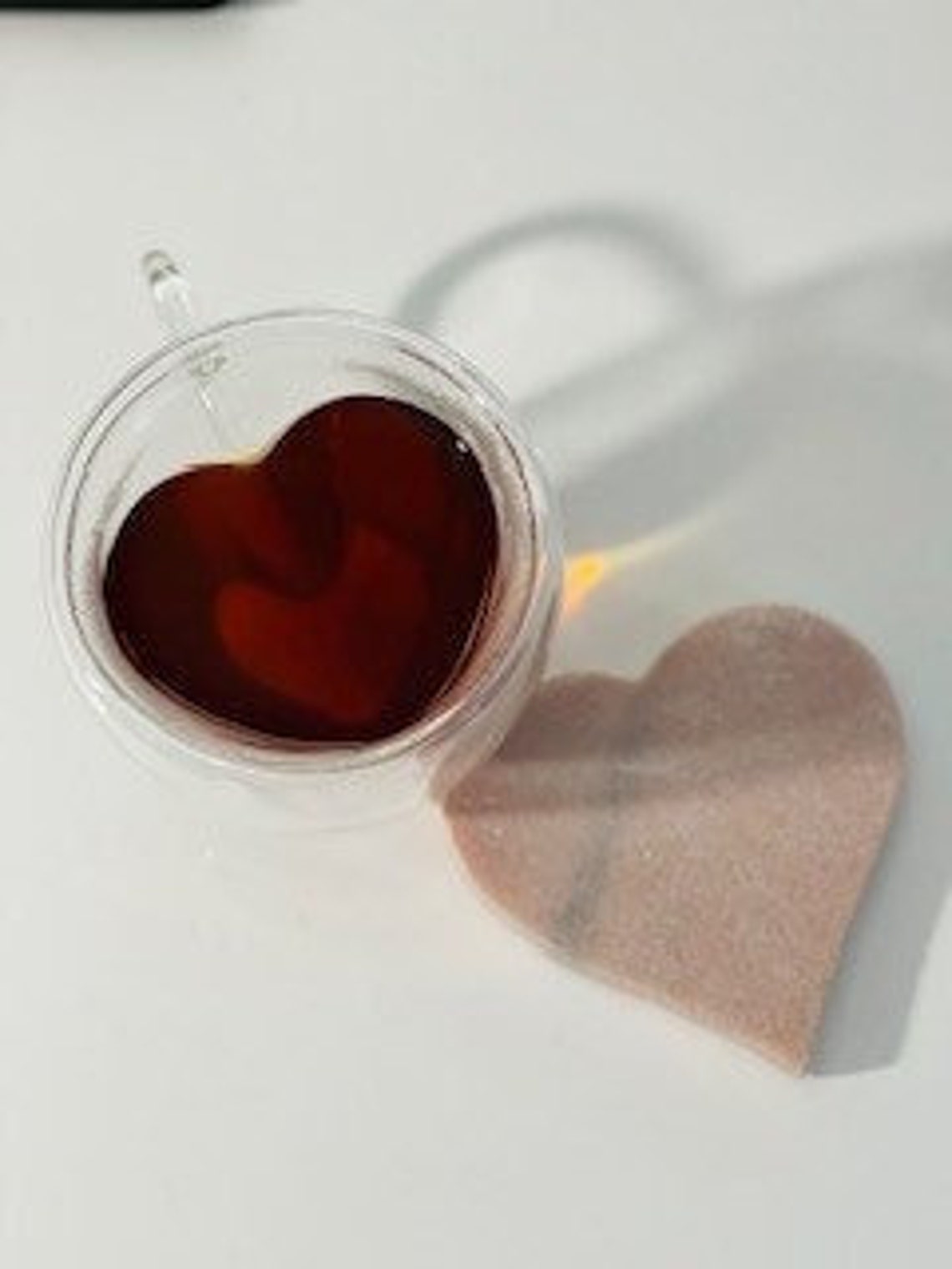 Heart Shaped Double Walled Tea Cup Heart Coaster 2 Tea Bags - Etsy
