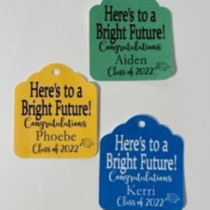Graduation Favors; Here's to A Bright Future; Personalized Tag ...