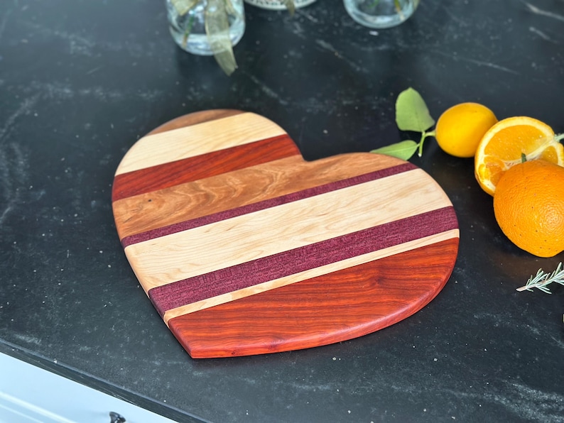 Handmade Heart-shaped Cutting Board: Padauk or Striped Hardwood - Etsy