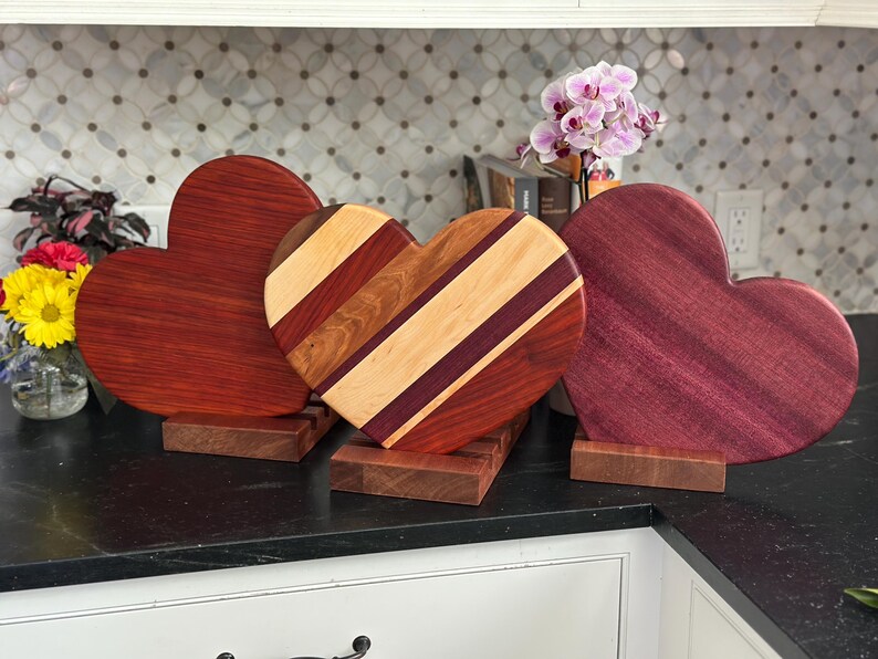 Handmade Heart-shaped Cutting Board: Padauk or Striped Hardwood - Etsy