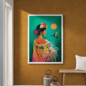 Woman of Colors&humming-bird,mexico Latin American Boho,folklore Art ...