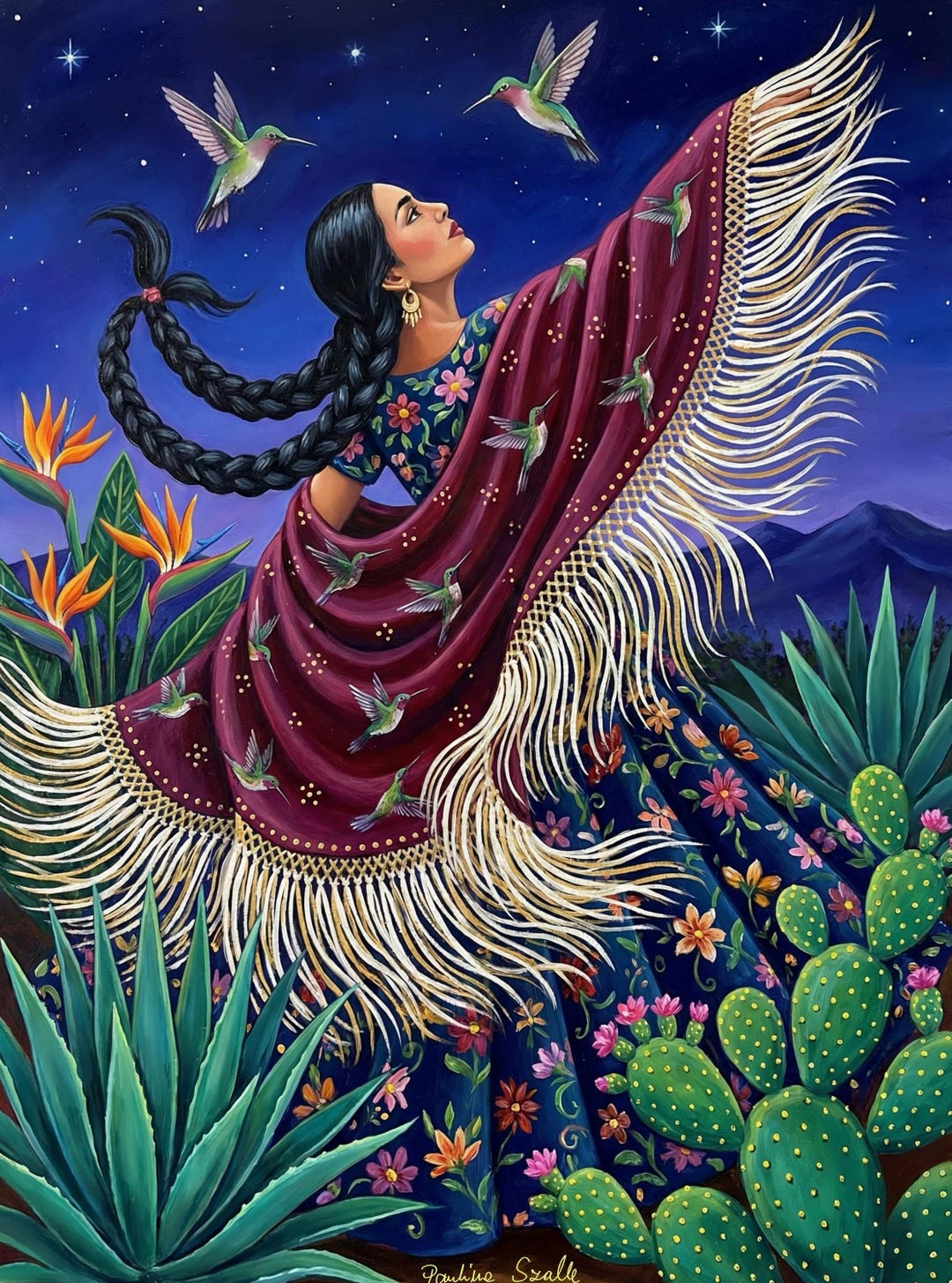 Bailando Con El Rebozo, Mexico Art, Nature Inspired Home Wall Decor ...