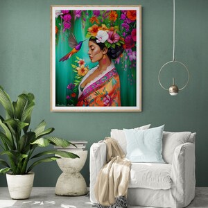 Woman of Colors&humming-bird,mexico Latin American Boho,folklore Art ...