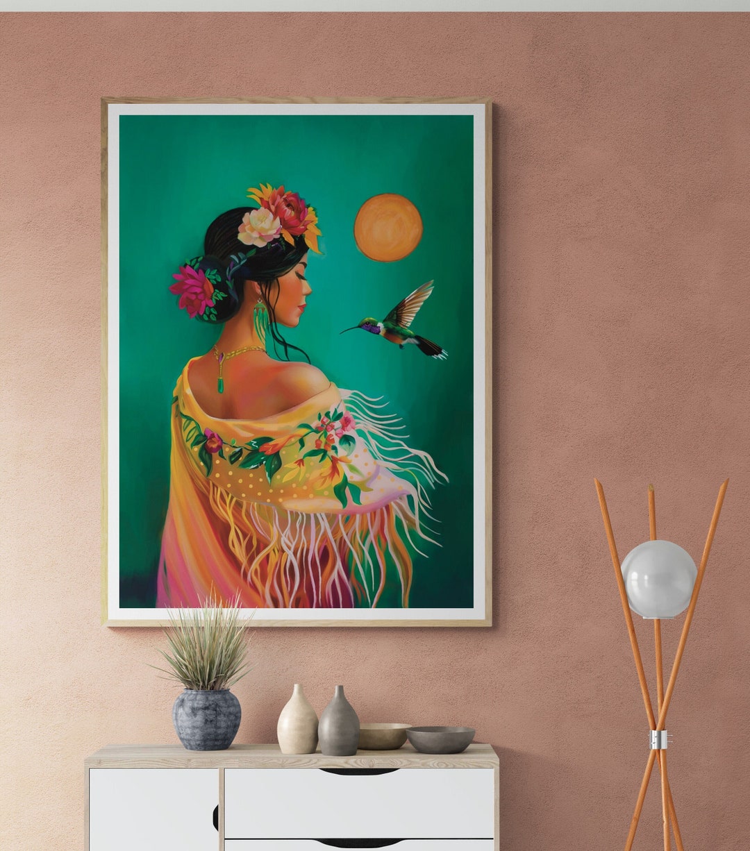 Woman of Colors&humming-bird,mexico Latin American Boho,folklore Art ...