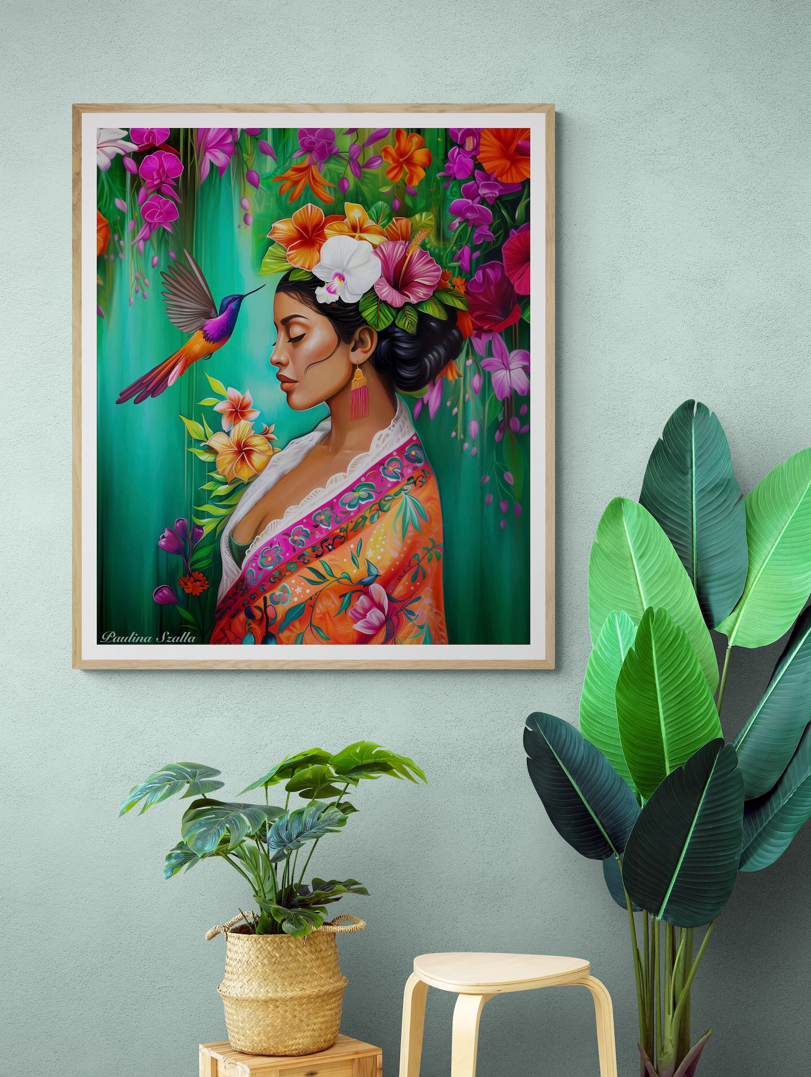 Woman of Colors&humming-bird,mexico Latin American Boho,folklore Art ...