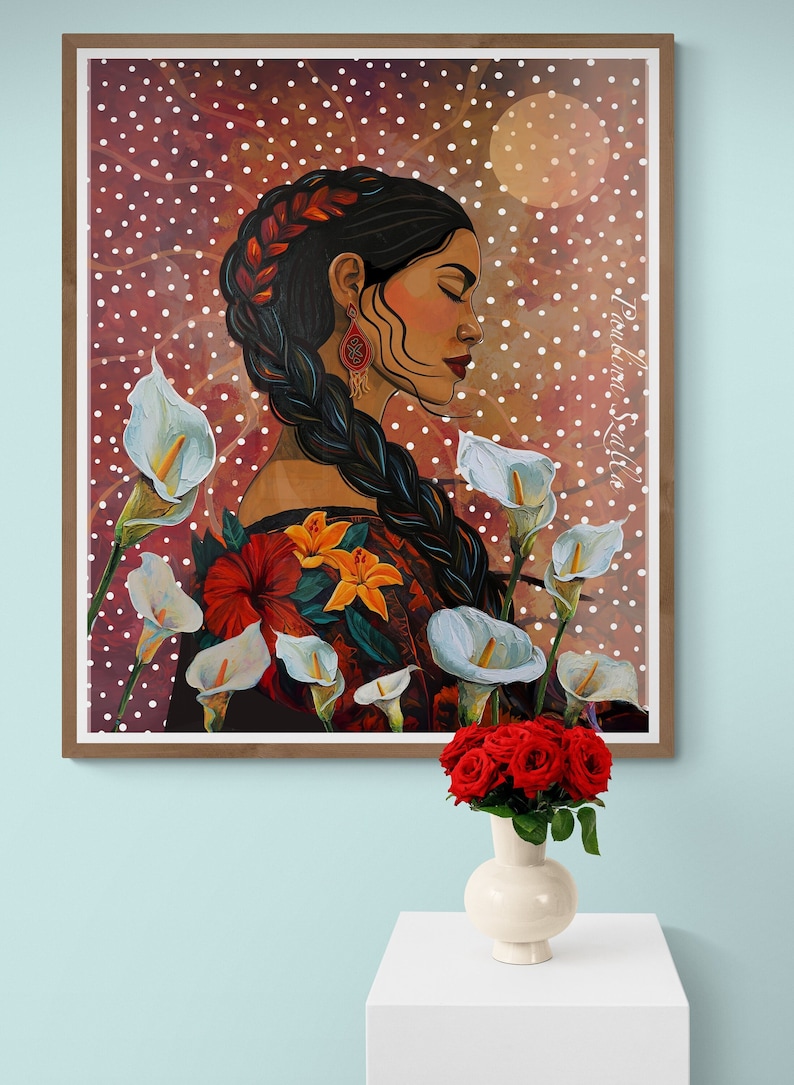 Schöner MomentFrauen mit Zopf, Art Mexico Latin Spanisches Mädchen mit ...