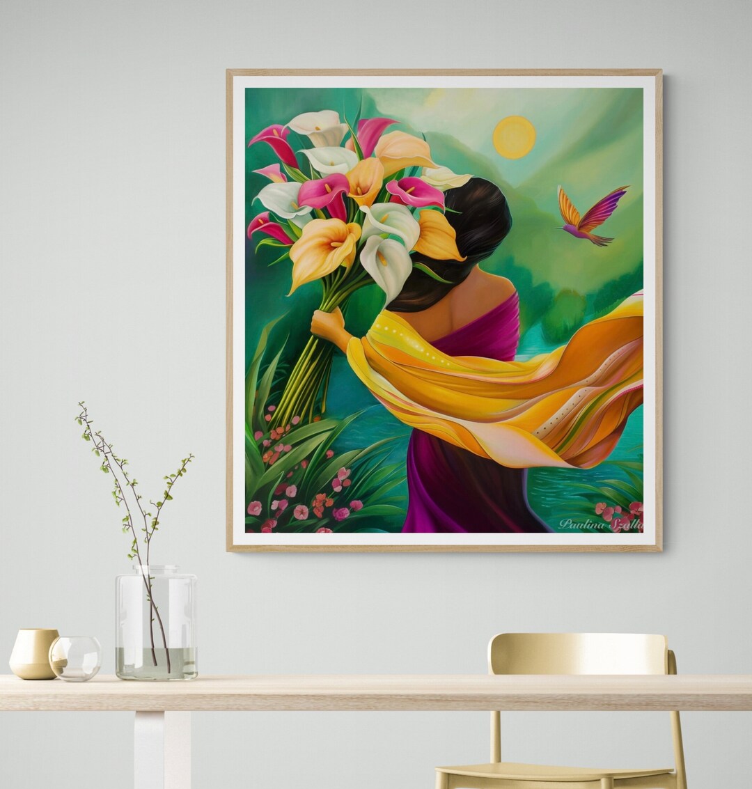 Rise Up,woman of Colors&humming-bird With Calla Lilly Flower Mexico ...