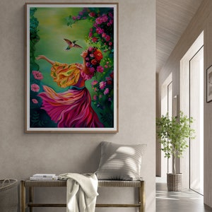Encanto, Woman of Colors & Humming-bird, Mexico Latin American Boho ...
