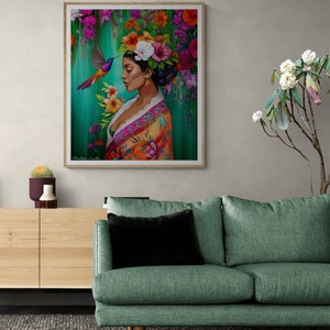 Woman of Colors&humming-bird,mexico Latin American Boho,folklore Art ...