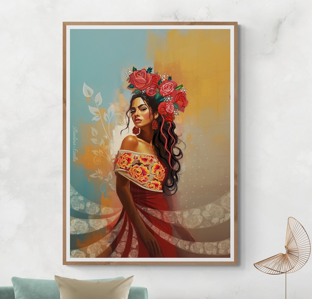 Latina Look Wall Hanging Poster,mexican Hispanic Wall Art,folklore ...