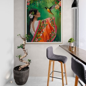 Woman of Colors&humming-bird,mexico Latin American Boho,folklore Art ...