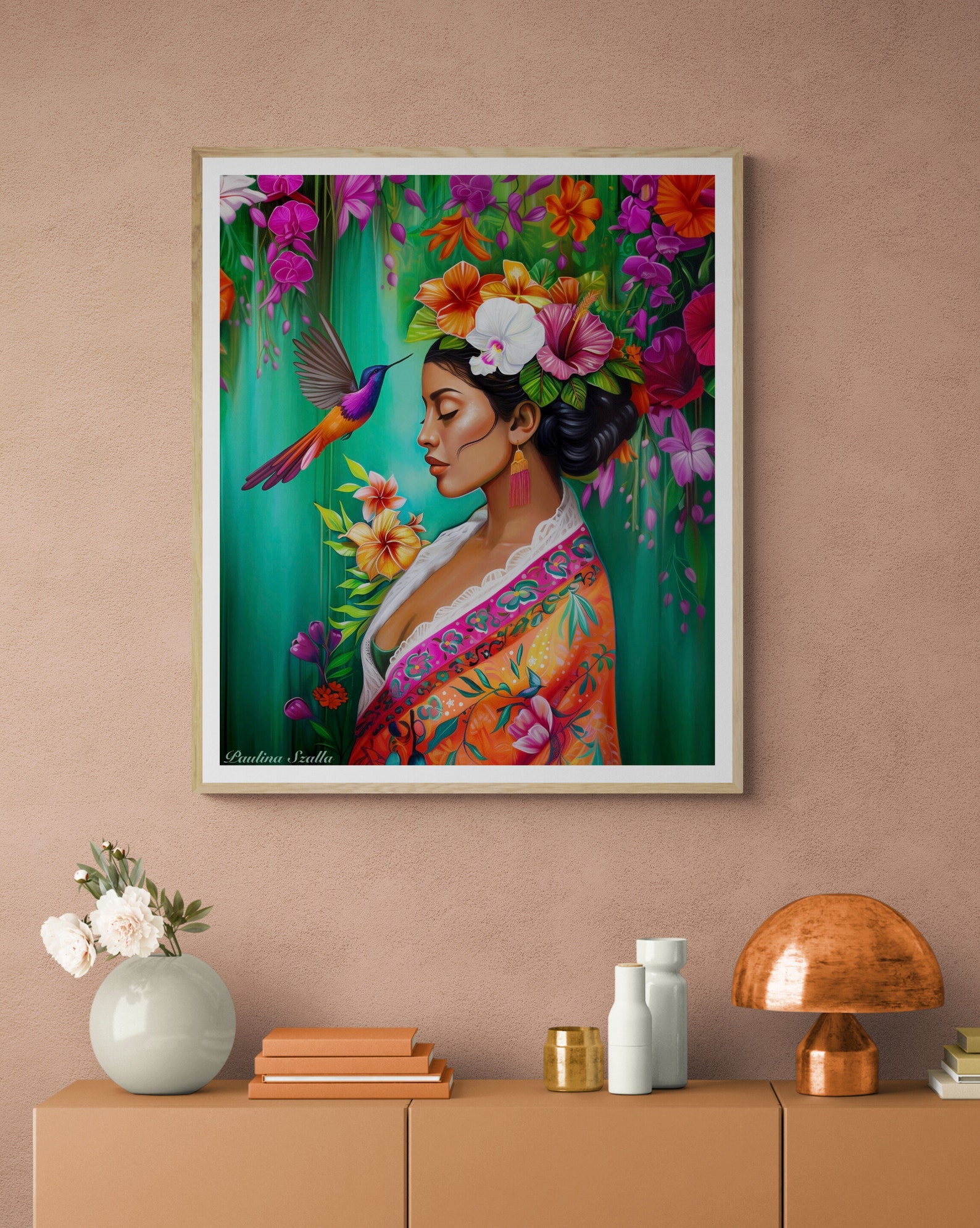 Woman of Colors&humming-bird,mexico Latin American Boho,folklore Art ...