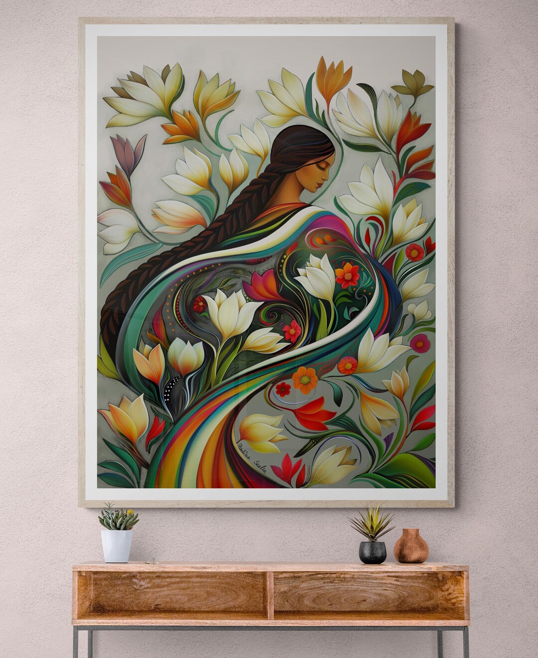 Woman of Colors in Bloom, Mexico Latin American Boho,folklore Art Latina Poderosa,latinx Art ...